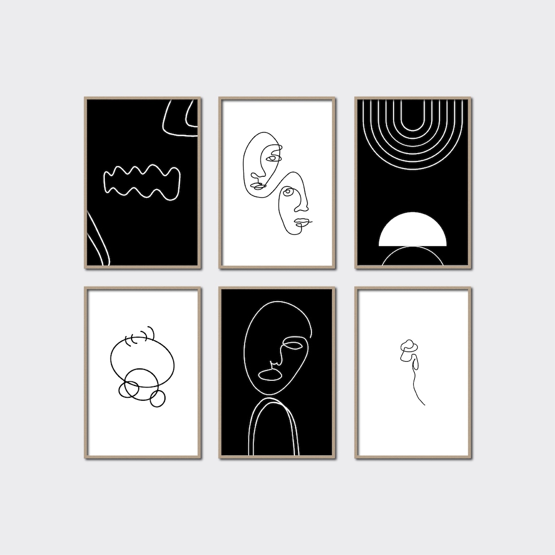 Minimalist Line Art Set of 6 Prints Digital Art Wall Art - Etsy
