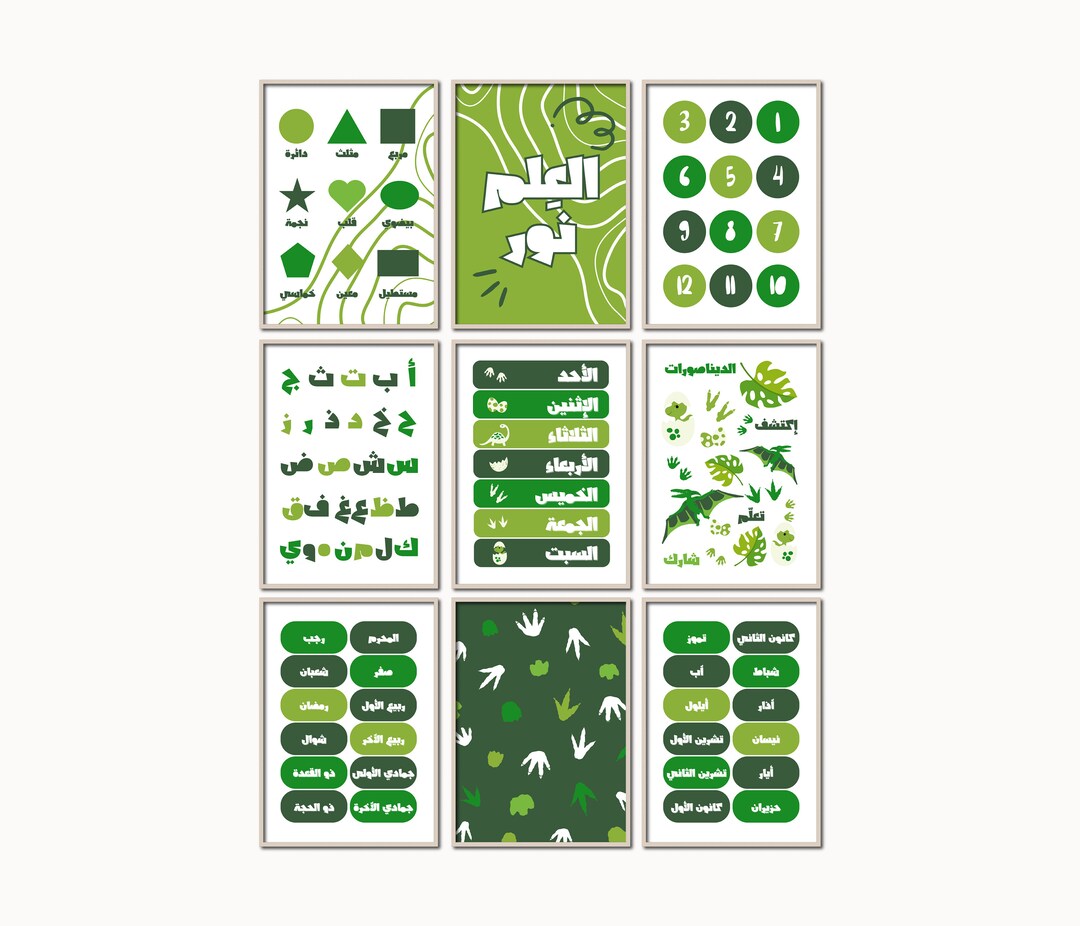 Set of 9 Arabic Educational Prints • Montessori Arabic Classroom ...