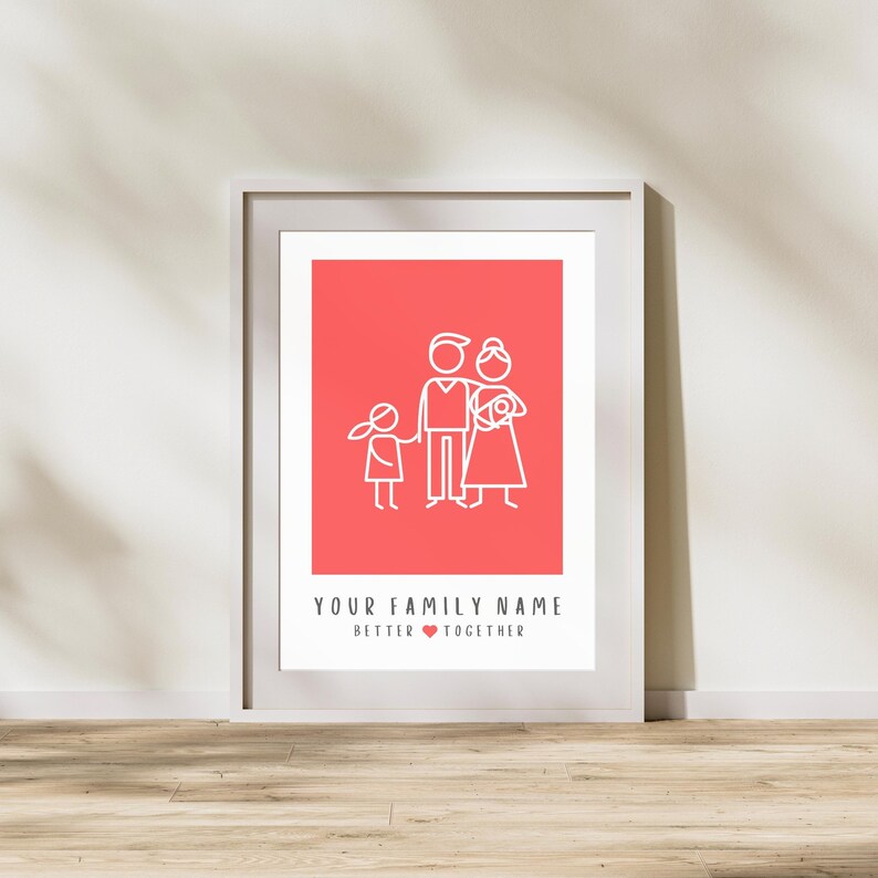 Personalized Family Art Print With Names Custom Family Wall - Etsy