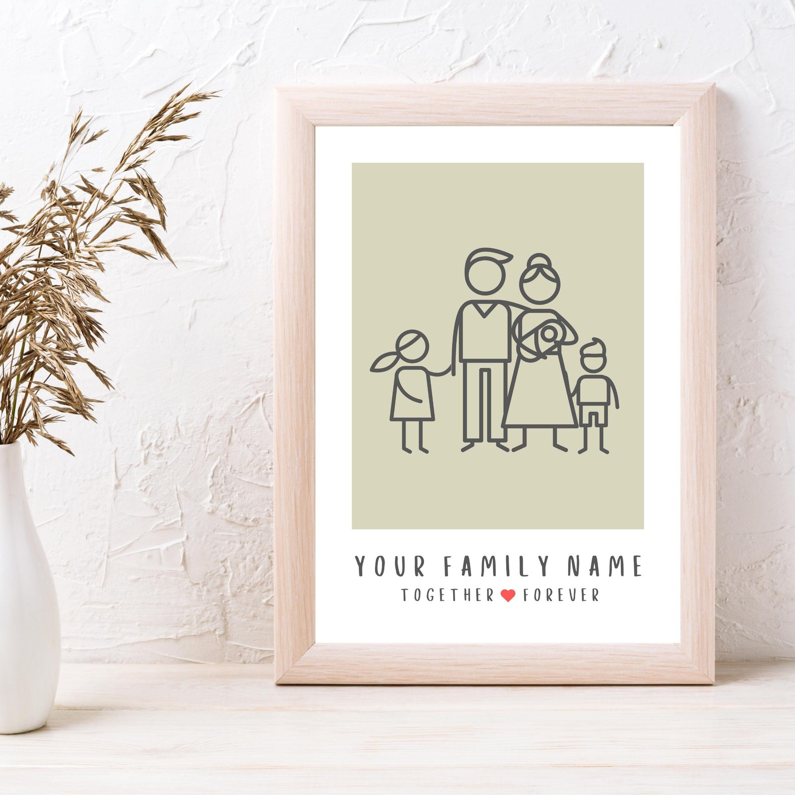 Custom Family Portrait, Personalized Family Wall Art With Baby, Dad Mom ...