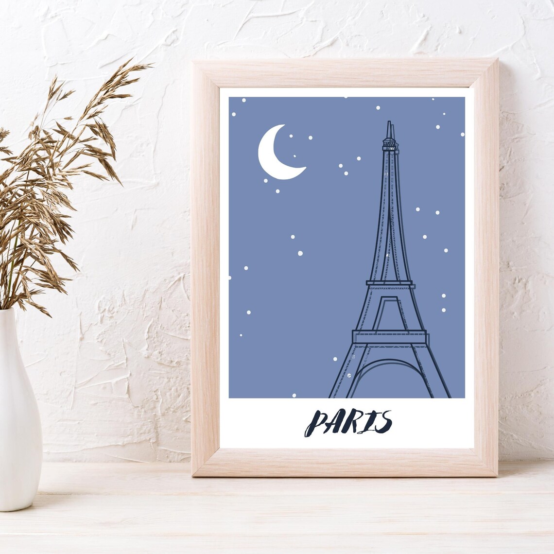 Minimalist Paris Wall Art Decor, Eiffel Tower Cityscape, Digital World ...