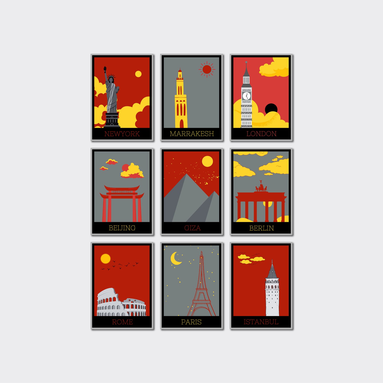Minimal Travel Posters, Set of 18 Posters, Travel Wall Art, London ...