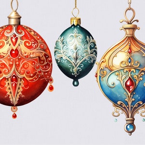 Christmas Balls, Christmas Balls Clipart, Winter Clipart, Watercolor ...