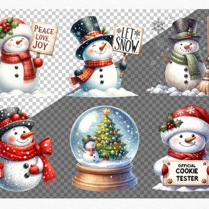 Snowman Clipart, Christmas Clipart, Snowman Bundle Clipart, Winter ...