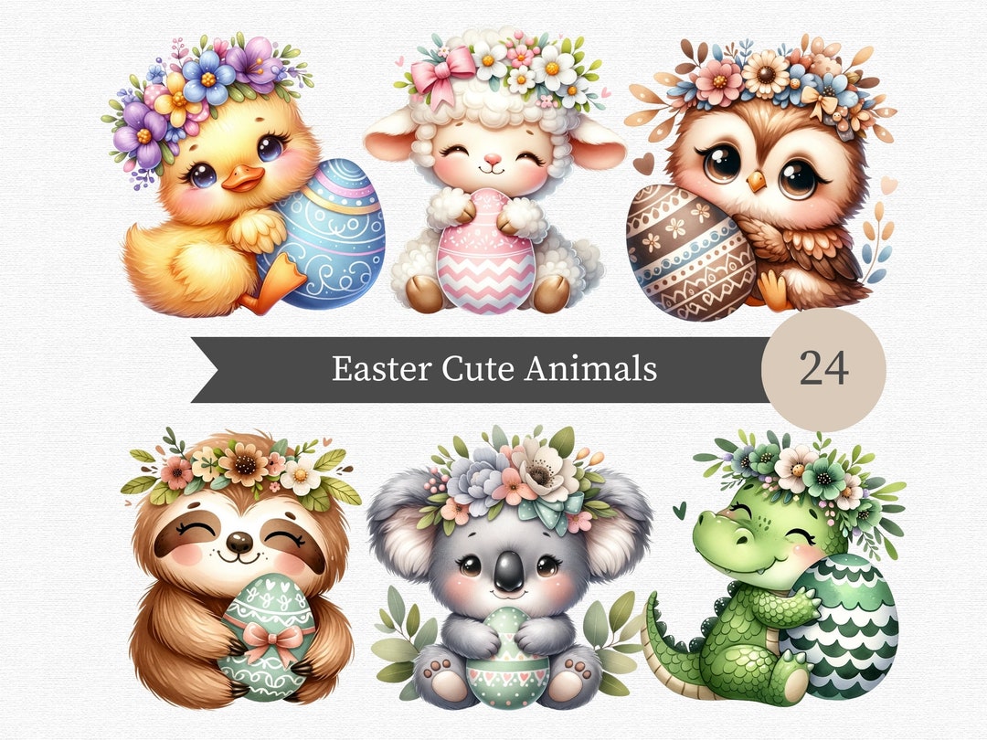Easter Bundle Clipart, Baby Animals Clipart, Easter Animals Clipart ...