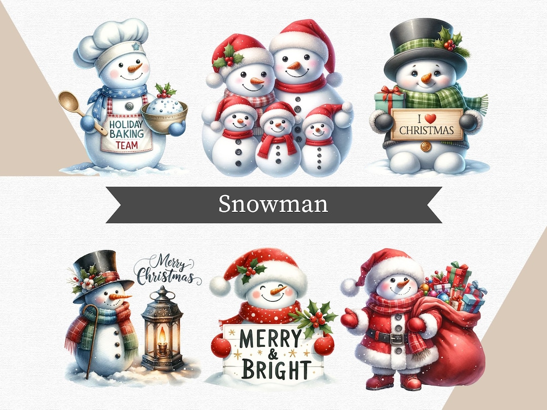 Snowman Clipart, Christmas Clipart, Snowman Bundle Clipart, Winter ...