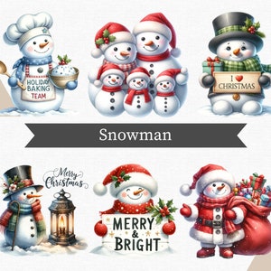 Snowman Clipart, Christmas Clipart, Snowman Bundle Clipart, Winter ...