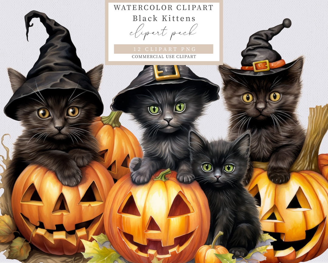 Black Kitten Clip Art, Kitten Clip Art, Halloween Clip Art, Animals ...