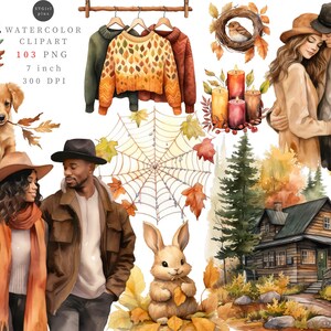 Autumn Bundle Clipart Watercolor Fall Clipart Handcrafted Holiday ...