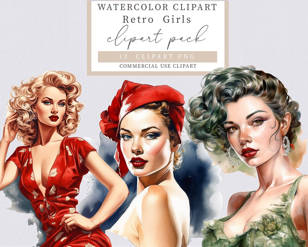 Retro Girls Clipart Girls Clipart Girls Bundle Png Retro Etsy
