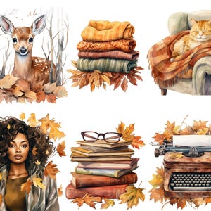 Autumn Bundle Clipart Watercolor Fall Clipart Handcrafted Holiday ...