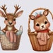 Cute Reindeer Bundle Clip Art, Reindeer in a Basket Clip Art, Reindeer ...