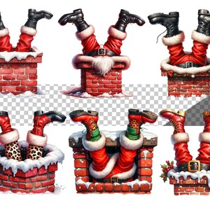 Christmas Clipart, Santa Stuck in a Chimney Clipart, Santa Clipart ...