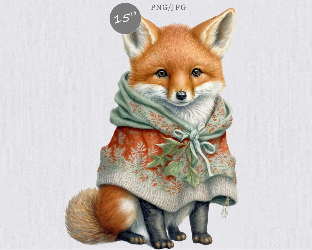 Christmas Fox Clipart, Christmas Clipart, Baby Fox Clipart, Animals ...