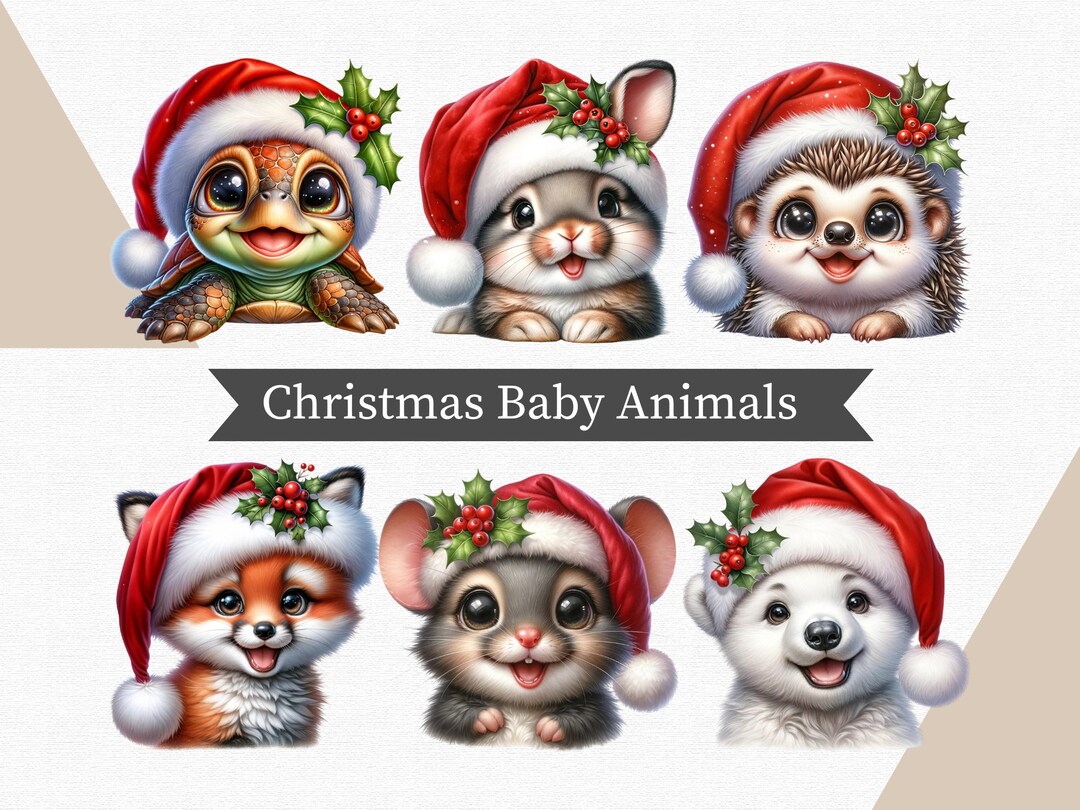 Christmas Clipart, Baby Animals Clipart, Animals Clipart, Watercolor ...