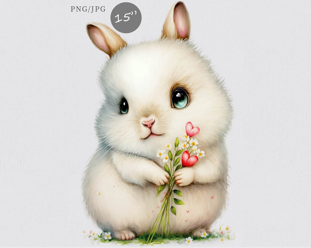 Spring Clipart, Cute Baby Bunny Clipart, Bunny Clipart,valentines Day ...