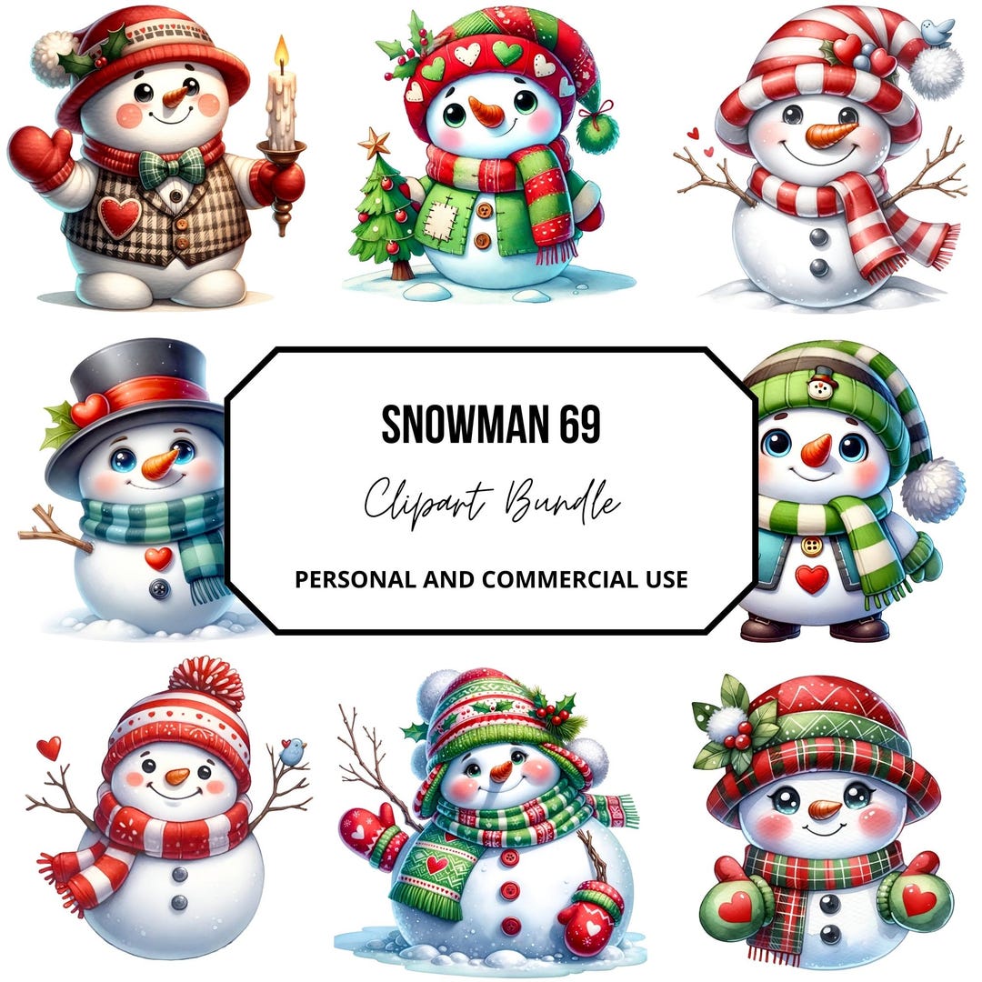 Snowman Bundle Clipart Snowman Clipart Christmas Clipart Winter Clipart ...