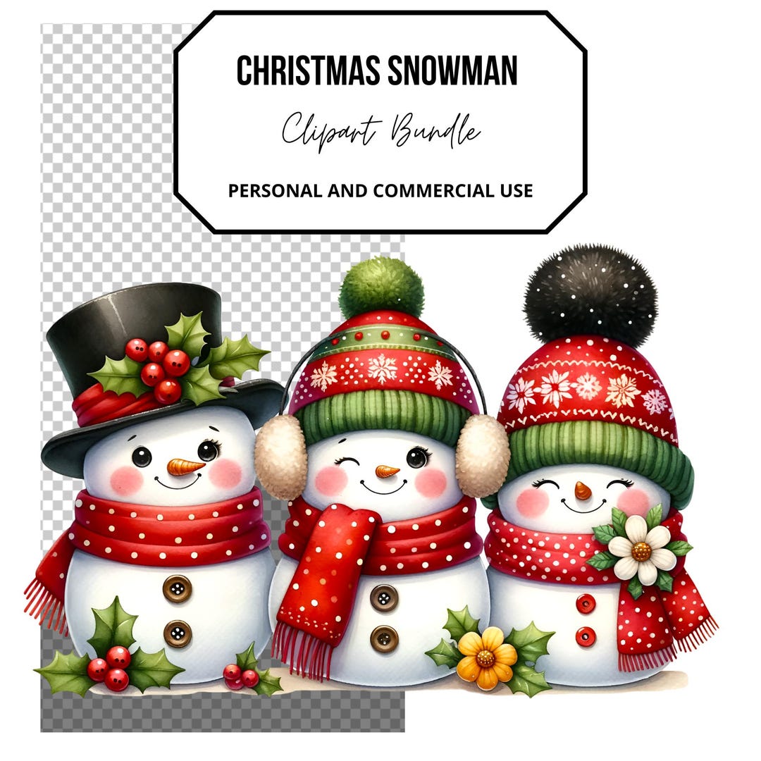 Cute Snowman Clipart Christmas Clipart Winter Clipart Holiday Clipart ...