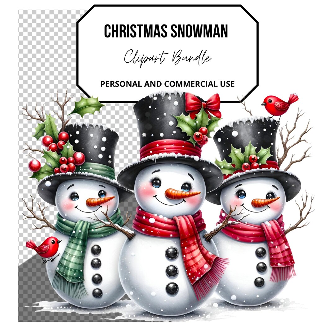 Snowman Clipart Christmas Clipart Winter Clipart Holiday Clipart Cute ...