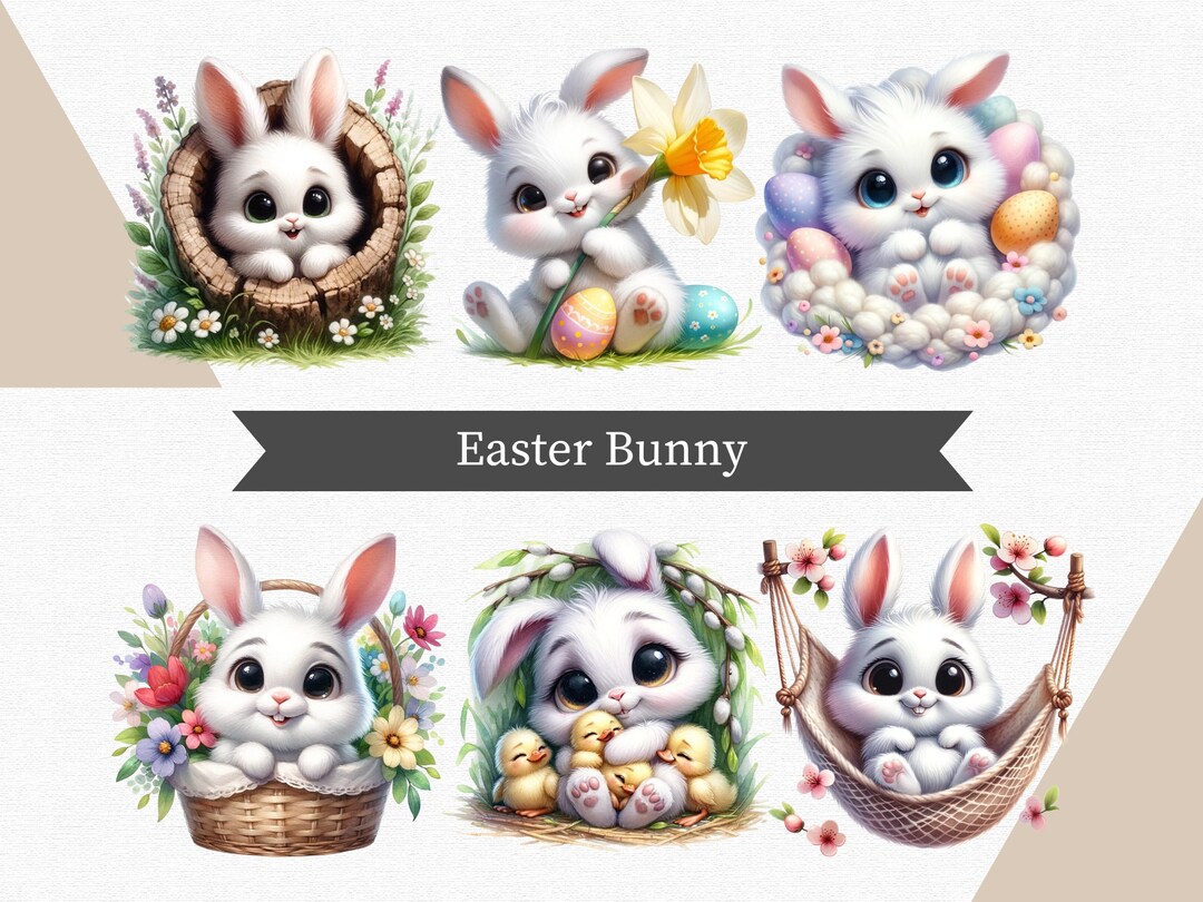 Easter Baby Bunny Clipart, Bunny Clipart, Easter Clipart, Baby Bunny ...