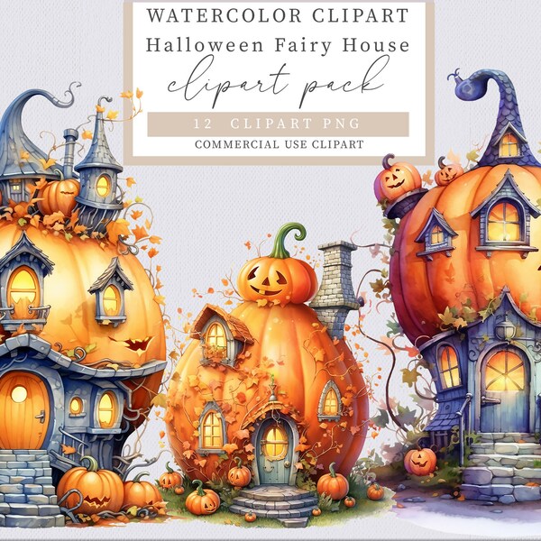 Halloween Pumpkin House Clipart - Etsy