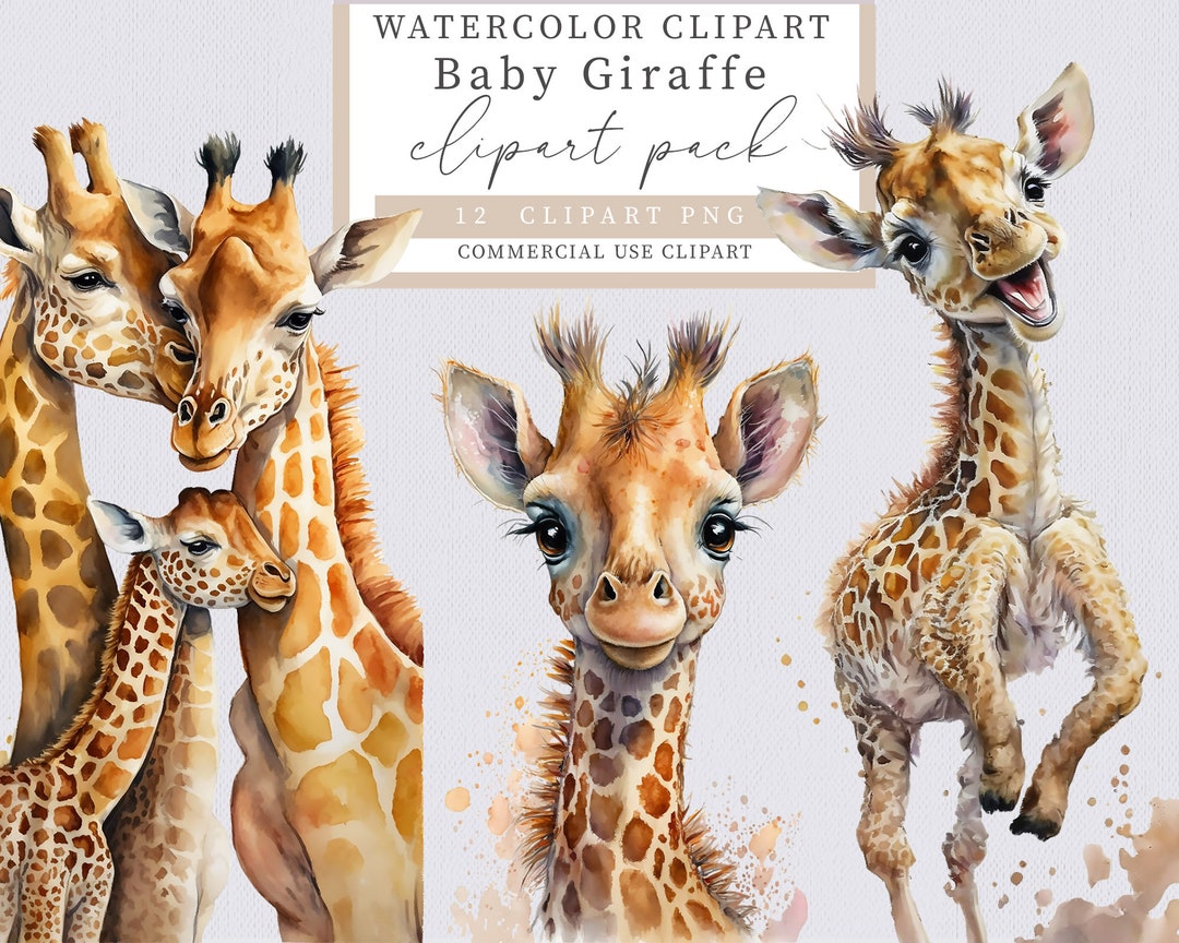 Baby Giraffe Clipart, Giraffe Clipart, Watercolor Baby Giraffe Clipart ...