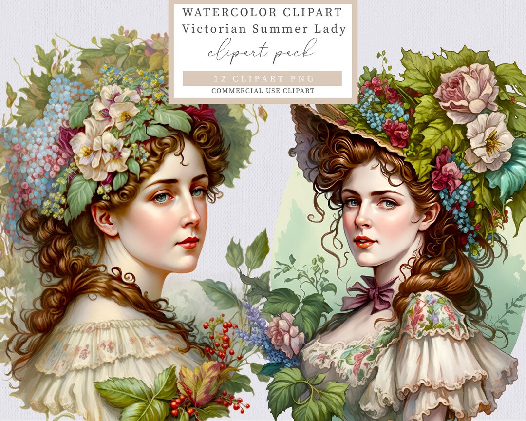 Victorian Summer Lady Clipart, Summer Lady Clipart, Victorian Clipart ...