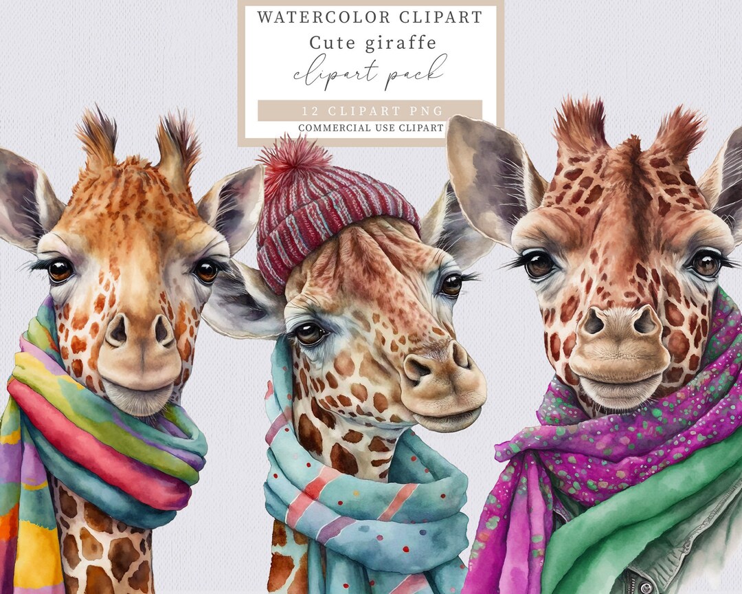 Giraffe Clip Art, Watercolor Giraffe Clip Art, Animal Clip Art, Animal ...