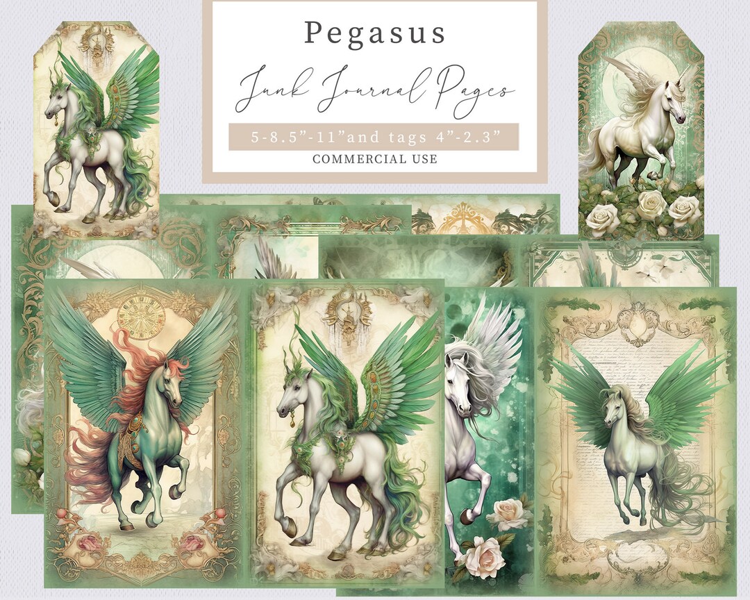 Pegasus Junk Journal, Junk Journal Printable Papers, Scrapbooking ...