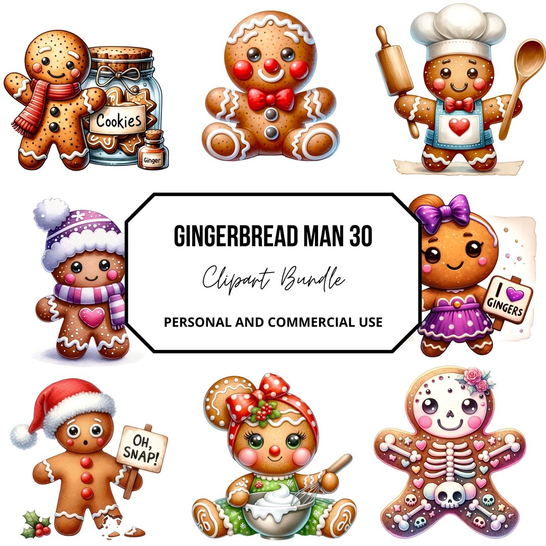 Watercolor Gingerbread Girl Clipart, Gingerbread Clipart, Christmas ...