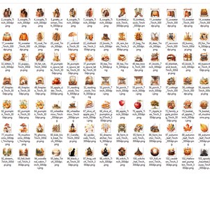 Autumn Bundle Clipart Watercolor Fall Clipart Handcrafted Holiday ...