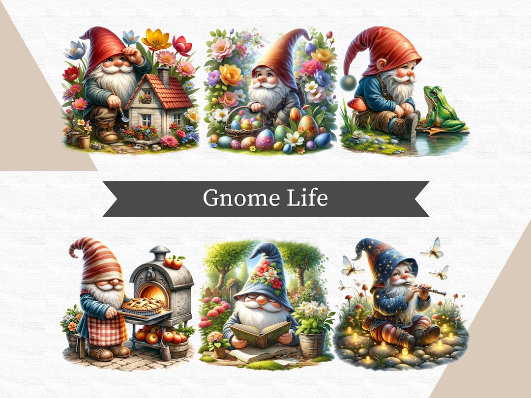 Gnome Clipart, Gnome Life Clipart, Gnome Sublimation, Spring Clipart ...