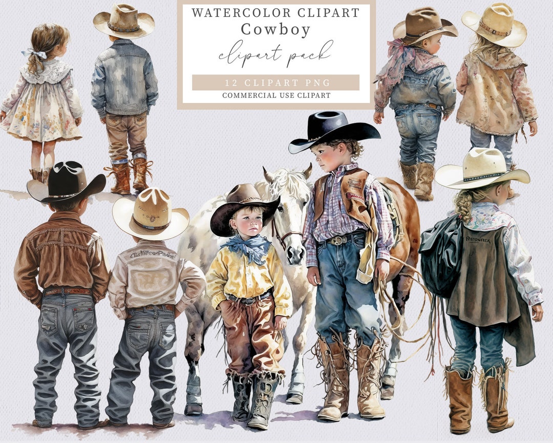 Cowboy Clipart, Little Cowboy Clipart, Cowgirl Clipart, Western Cowboy ...