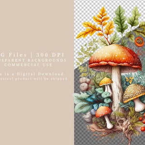 Mushrooms Clipart, Fall Clipart, Autumn Clipart, Forest Clipart ...