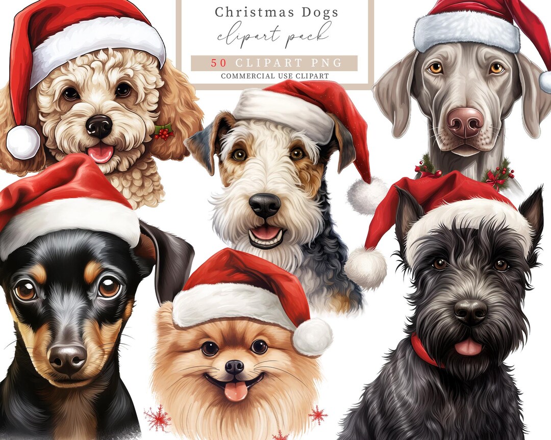 Christmas Dog Clipart, Dog Clipart, Dog Winter Clipart, Dog Holiday ...