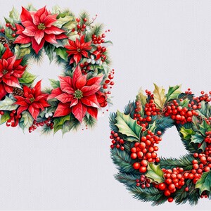 Christmas Wreath Clip Art, Christmas Clip Art, Wreath Clip Art, Holiday ...