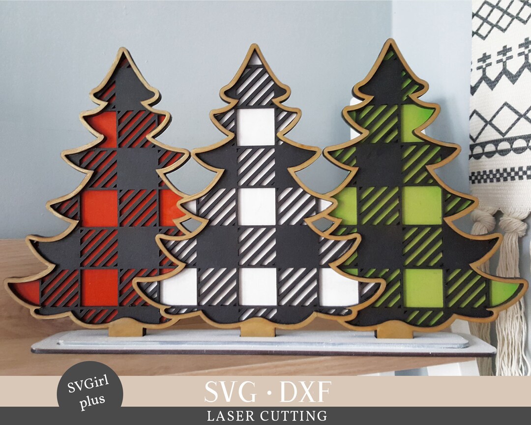 Christmas Tree Laser File, Christmas Svg Laser, Tree Buffalo Plaid ...