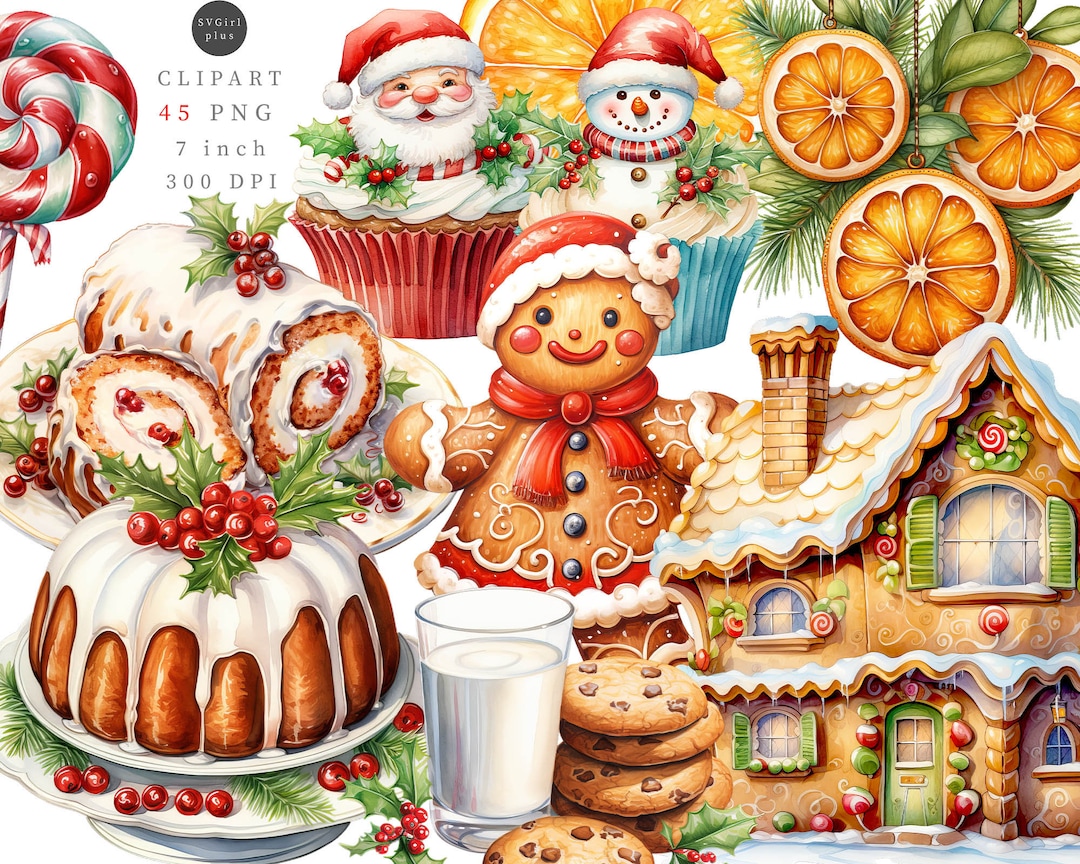 Christmas Clipart, Christmas Desserts Clipart Bundle, Holiday Sweets ...