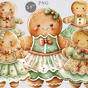 Watercolor Gingerbread Girl Clipart, Gingerbread Clipart, Christmas ...
