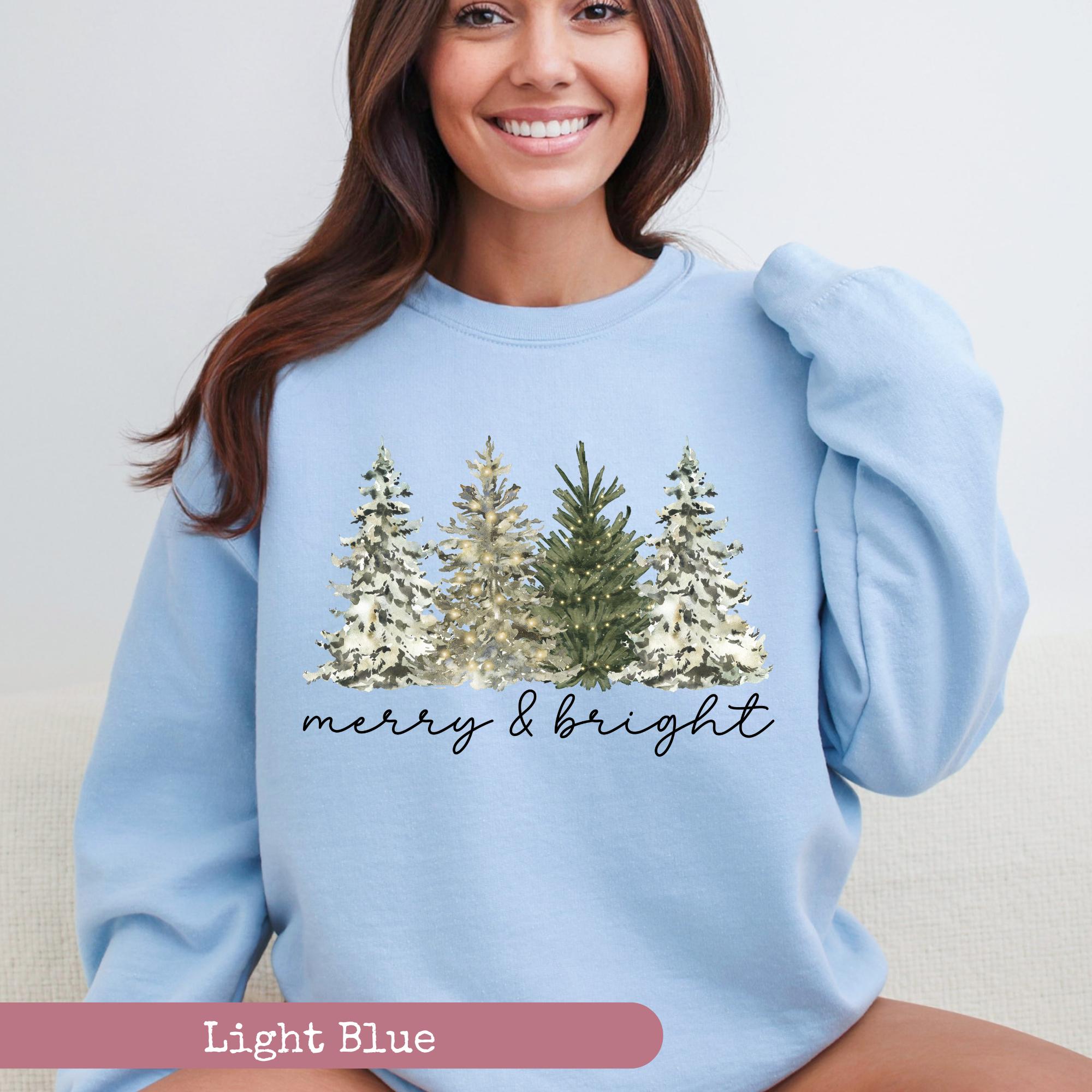 Merry & Bright Christmas Tree Sweatshirt, Merry Christmas Tree ...