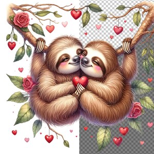 Sloth Clipart, Valentines Day Clipart, Sloth Clipart Bundle, Love ...