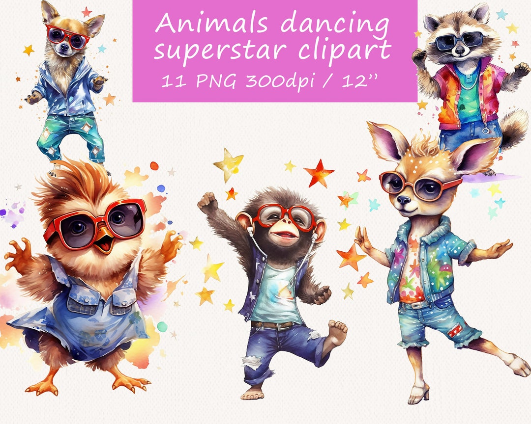 Dancing Animals Clipart, Superstar Clipart, Animals Clipart, Animals ...