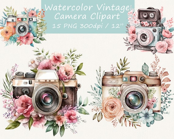 Pink Vintage Camera Clip Art