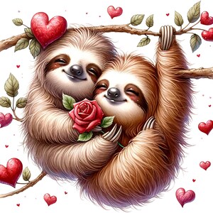 Sloth Clipart, Valentines Day Clipart, Sloth Clipart Bundle, Love ...