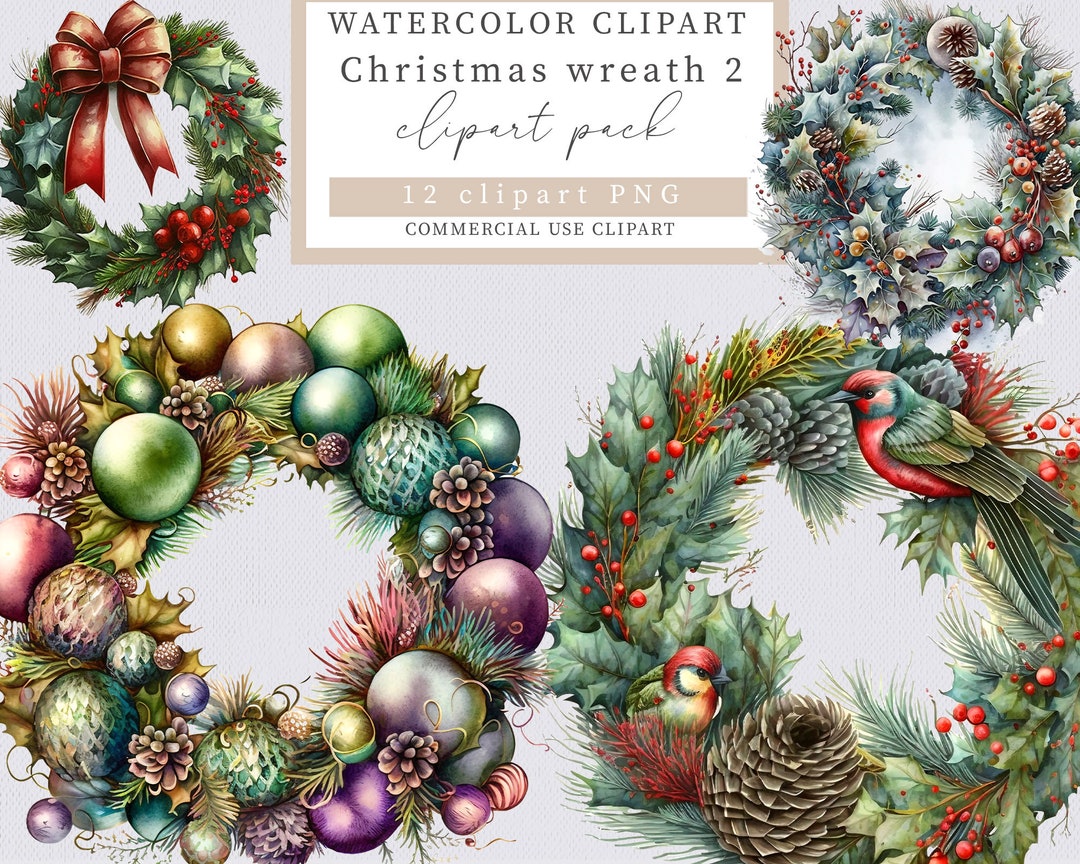 Wreath Clipart Christmas Clipart Christmas Wreath Clipart - Etsy