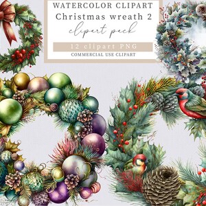 Wreath Clipart Christmas Clipart Christmas Wreath Clipart - Etsy