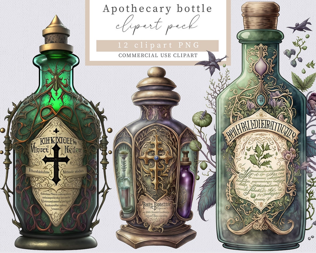 Apothecary Bottle Clip Art, Halloween Clip Art, Potion Bottles Clip Art ...