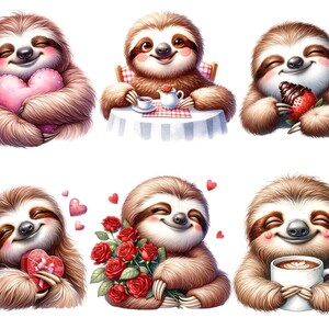 Sloth Clipart, Valentines Day Clipart, Sloth Clipart Bundle, Love ...