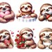 Sloth Clipart, Valentines Day Clipart, Sloth Clipart Bundle, Love ...
