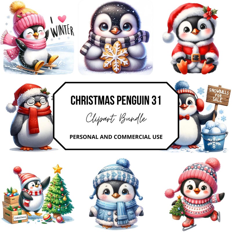 Penguin Clipart - Etsy
